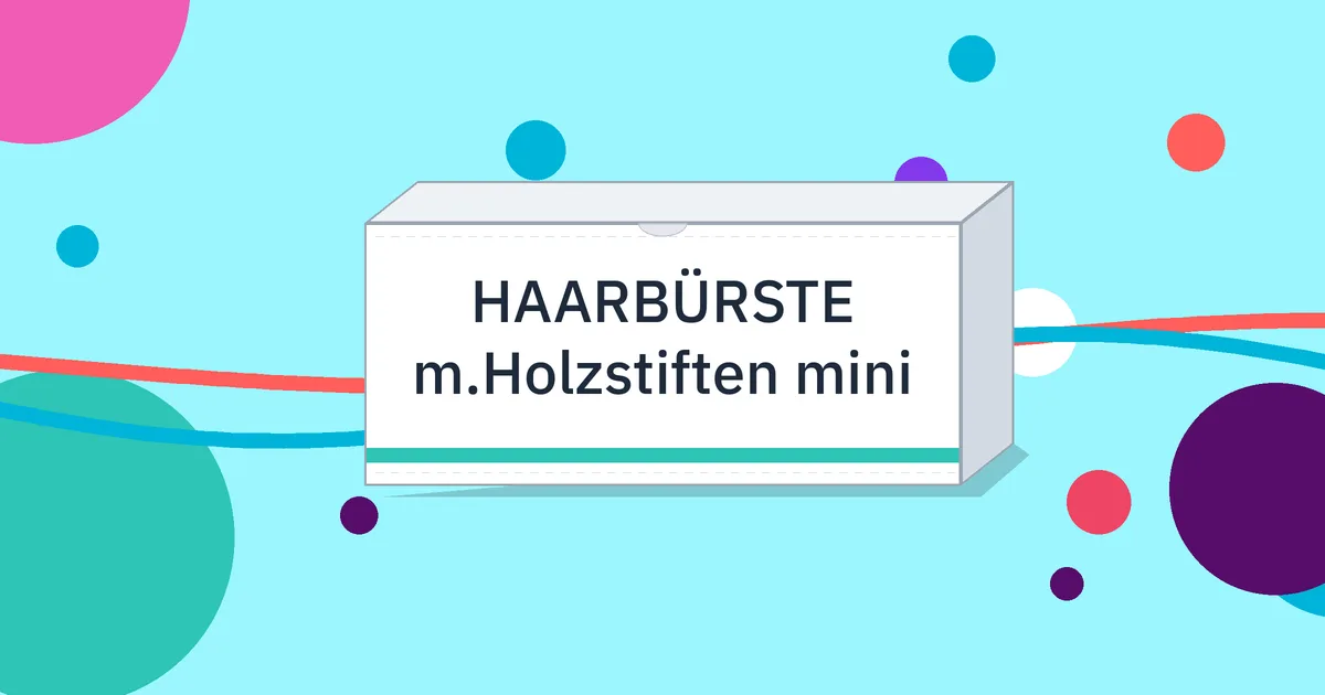 Symbolbild: Packung mit der Aufschrift HAARBÜRSTE m.Holzstiften mini (PZN 17289565) – Verfügbarkeit und Bezug in Apotheken in Frankfurt am Main