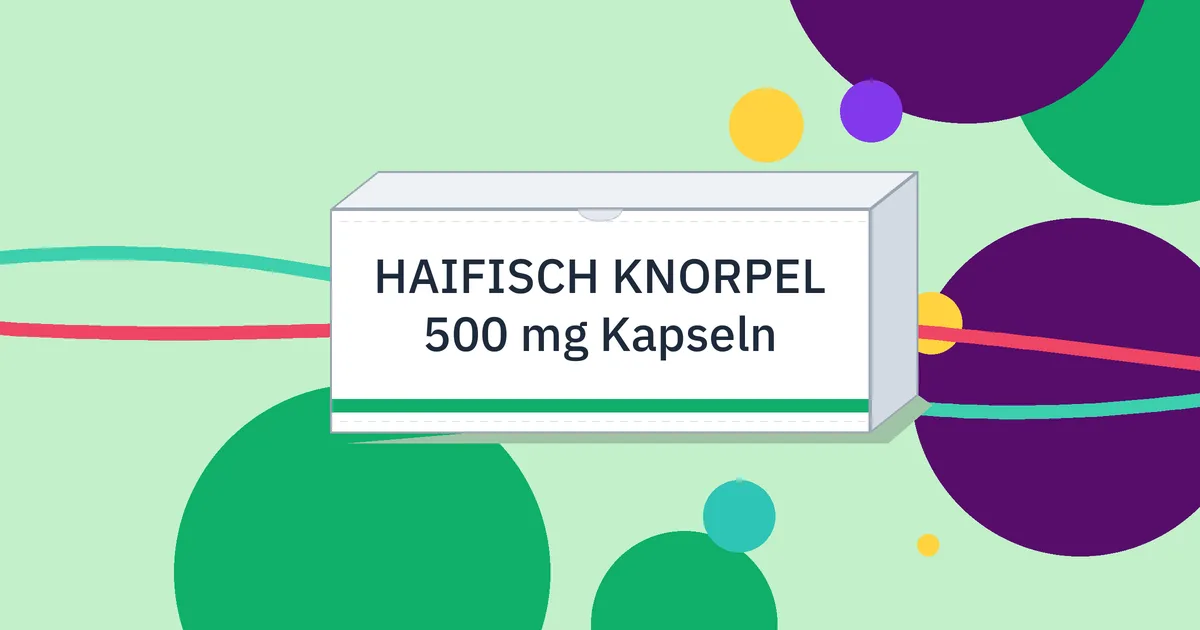 Symbolbild: Packung mit der Aufschrift HAIFISCH KNORPEL 500 mg Kapseln (PZN 03810969) – Verfügbarkeit und Bezug in Apotheken in Frankfurt am Main