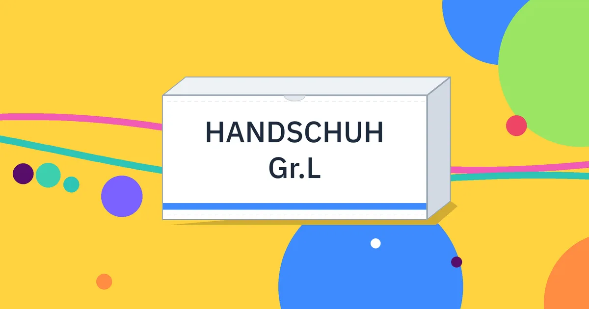 Symbolbild: Packung mit der Aufschrift HANDSCHUH Gr.L (PZN 10547001) – Verfügbarkeit und Bezug in Apotheken in Frankfurt am Main
