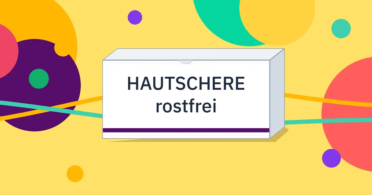 Symbolbild: Packung mit der Aufschrift HAUTSCHERE rostfrei (PZN 01503482) – Verfügbarkeit und Bezug in Apotheken in Frankfurt am Main