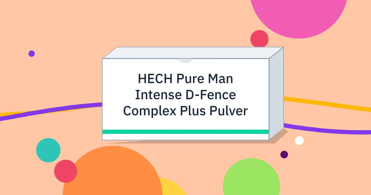 Symbolbild: Packung mit der Aufschrift HECH Pure Man Intense D-Fence Complex Plus Pulver (PZN 13978351) – Verfügbarkeit und Bezug in Apotheken in Frankfurt am Main