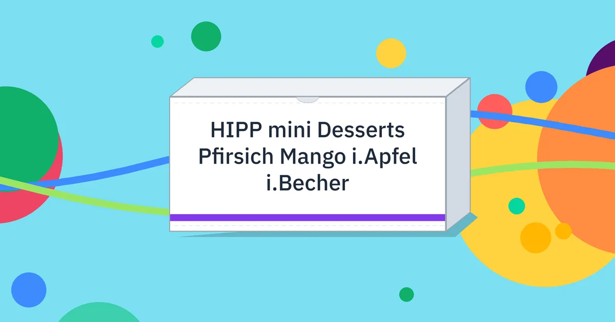 Symbolbild: Packung mit der Aufschrift HIPP mini Desserts Pfirsich Mango i.Apfel i.Becher (PZN 19543281) – Verfügbarkeit und Bezug in Apotheken in Frankfurt am Main