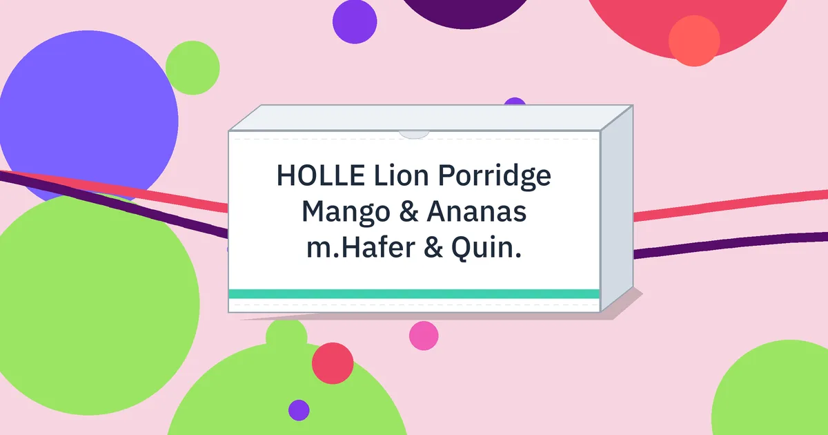 Symbolbild: Packung mit der Aufschrift HOLLE Lion Porridge Mango & Ananas m.Hafer & Quin. (PZN 19274496) – Verfügbarkeit und Bezug in Apotheken in Frankfurt am Main