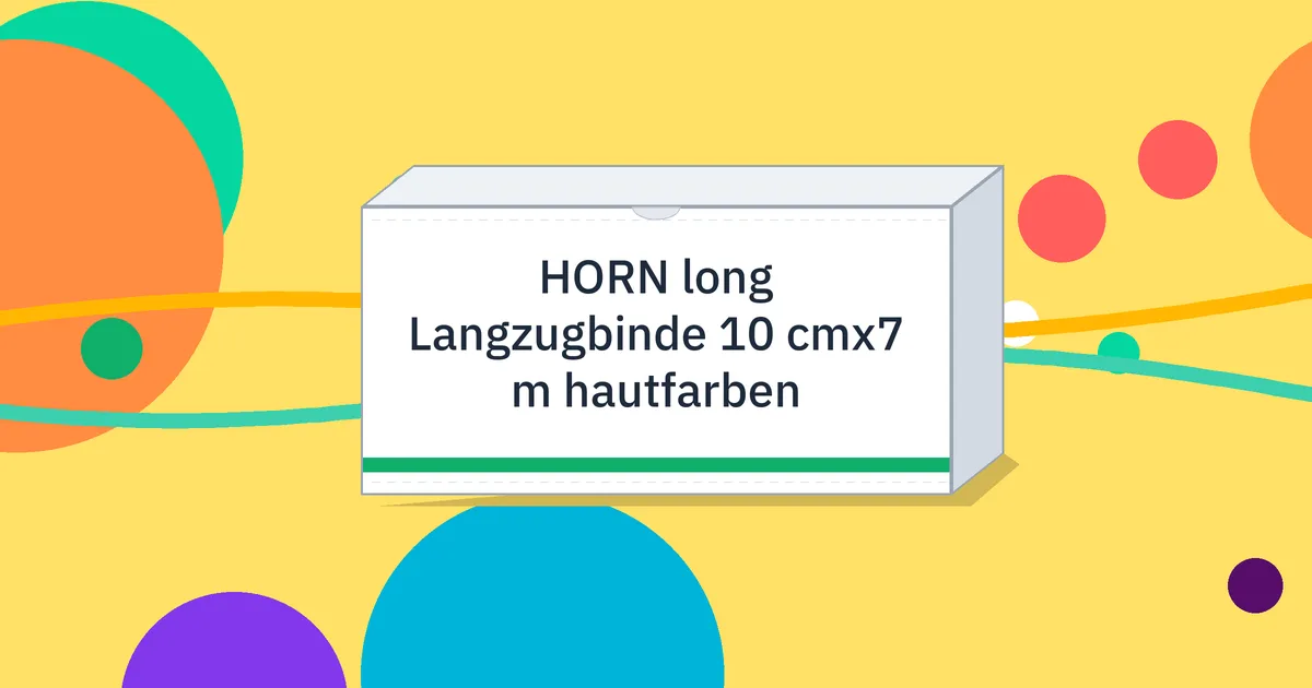 Symbolbild: Packung mit der Aufschrift HORN long Langzugbinde 10 cmx7 m hautfarben (PZN 04636522) – Verfügbarkeit und Bezug in Apotheken in Frankfurt am Main