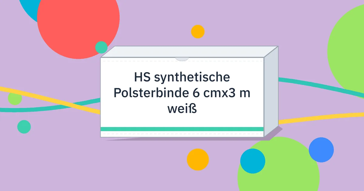 Symbolbild: Packung mit der Aufschrift HS synthetische Polsterbinde 6 cmx3 m weiß (PZN 09741873) – Verfügbarkeit und Bezug in Apotheken in Frankfurt am Main