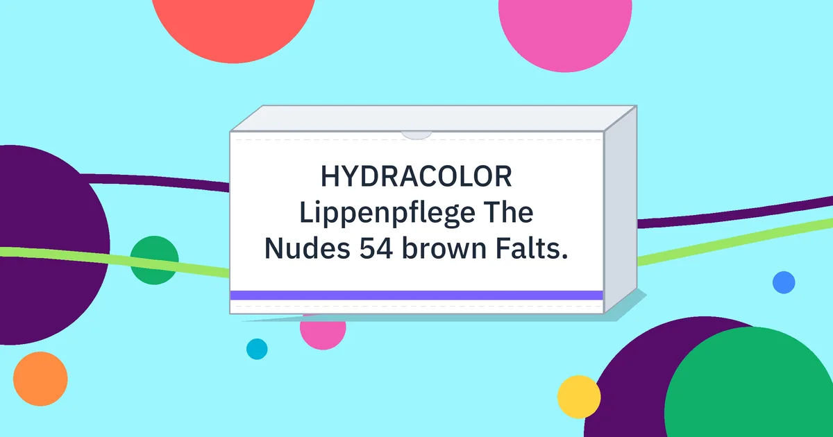 Symbolbild: Packung mit der Aufschrift HYDRACOLOR Lippenpflege The Nudes 54 brown Falts. (PZN 19407537) – Verfügbarkeit und Bezug in Apotheken in Frankfurt am Main