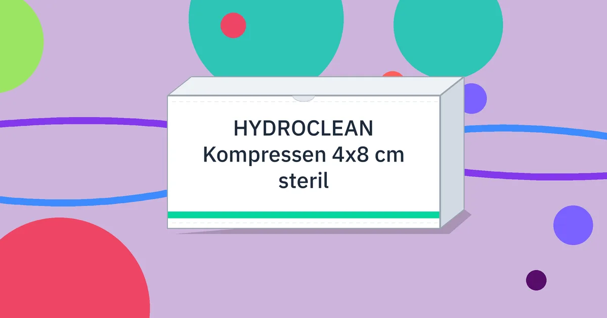 Symbolbild: Packung mit der Aufschrift HYDROCLEAN Kompressen 4x8 cm steril (PZN 16906085) – Verfügbarkeit und Bezug in Apotheken in Frankfurt am Main