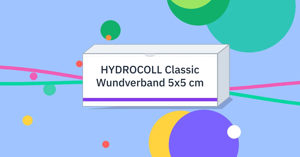 Symbolbild: Packung mit der Aufschrift HYDROCOLL Classic Wundverband 5x5 cm (PZN 20125198) – Verfügbarkeit und Bezug in Apotheken in Frankfurt am Main