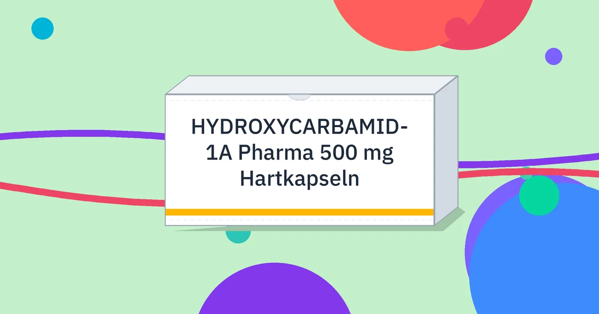 Symbolbild: Packung mit der Aufschrift HYDROXYCARBAMID-1A Pharma 500 mg Hartkapseln (PZN 09071941) – Verfügbarkeit und Bezug in Apotheken in Frankfurt am Main