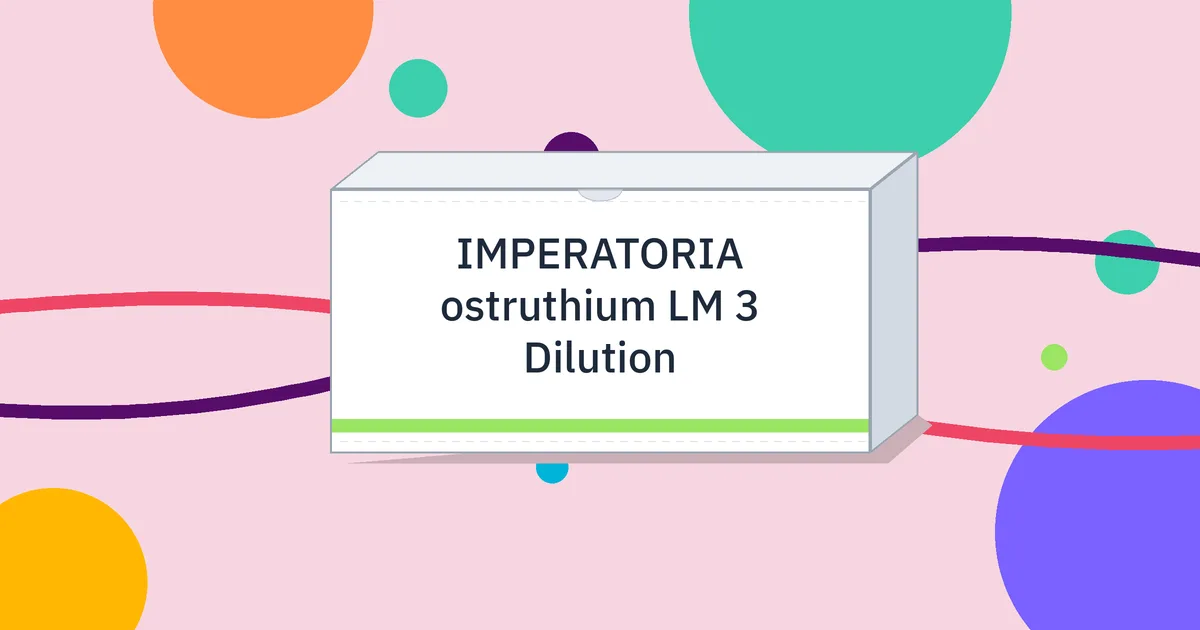 Symbolbild: Packung mit der Aufschrift IMPERATORIA ostruthium LM 3 Dilution (PZN 13558962) – Verfügbarkeit und Bezug in Apotheken in Frankfurt am Main