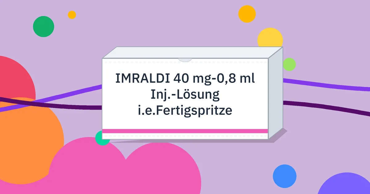 Symbolbild: Packung mit der Aufschrift IMRALDI 40 mg-0,8 ml Inj.-Lösung i.e.Fertigspritze (PZN 15563074) – Verfügbarkeit und Bezug in Apotheken in Frankfurt am Main