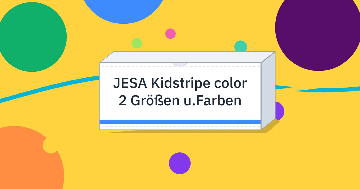 Symbolbild: Packung mit der Aufschrift JESA Kidstripe color 2 Größen u.Farben (PZN 11531255) – Verfügbarkeit und Bezug in Apotheken in Frankfurt am Main