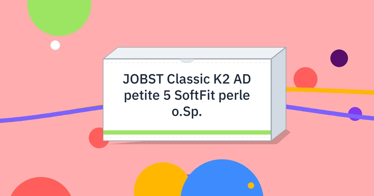 Symbolbild: Packung mit der Aufschrift JOBST Classic K2 AD petite 5 SoftFit perle o.Sp. (PZN 14222394) – Verfügbarkeit und Bezug in Apotheken in Frankfurt am Main