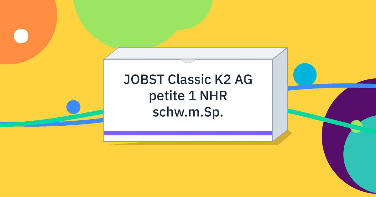 Symbolbild: Packung mit der Aufschrift JOBST Classic K2 AG petite 1 NHR schw.m.Sp. (PZN 11273847) – Verfügbarkeit und Bezug in Apotheken in Frankfurt am Main