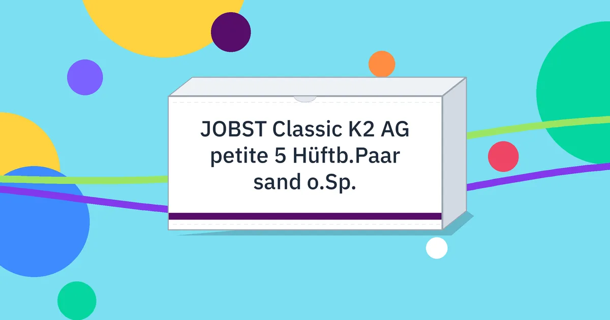 Symbolbild: Packung mit der Aufschrift JOBST Classic K2 AG petite 5 Hüftb.Paar sand o.Sp. (PZN 13065159) – Verfügbarkeit und Bezug in Apotheken in Frankfurt am Main