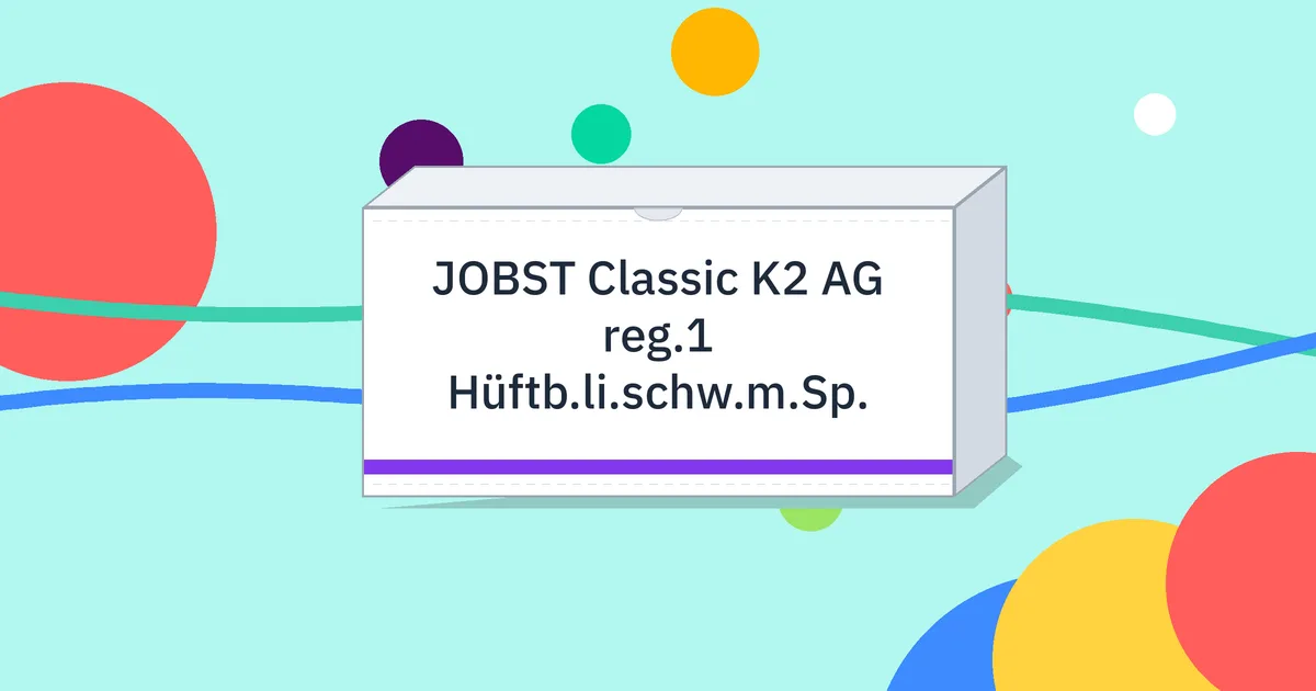 Symbolbild: Packung mit der Aufschrift JOBST Classic K2 AG reg.1 Hüftb.li.schw.m.Sp. (PZN 13159682) – Verfügbarkeit und Bezug in Apotheken in Frankfurt am Main