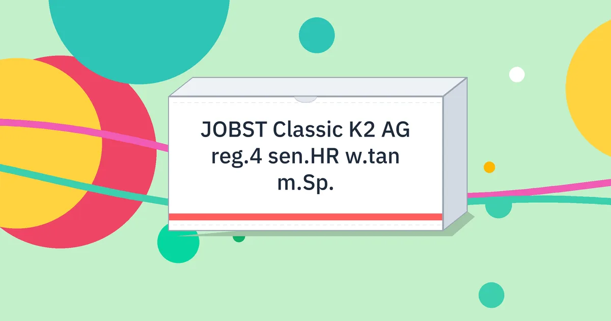 Symbolbild: Packung mit der Aufschrift JOBST Classic K2 AG reg.4 sen.HR w.tan m.Sp. (PZN 17960879) – Verfügbarkeit und Bezug in Apotheken in Frankfurt am Main
