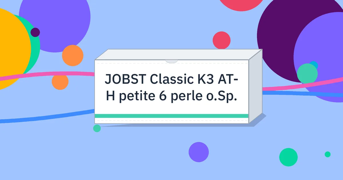 Symbolbild: Packung mit der Aufschrift JOBST Classic K3 AT-H petite 6 perle o.Sp. (PZN 13076921) – Verfügbarkeit und Bezug in Apotheken in Frankfurt am Main