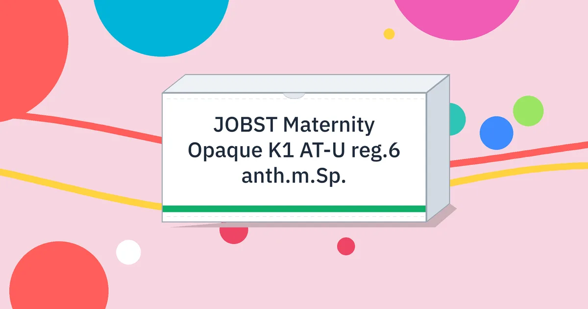 Symbolbild: Packung mit der Aufschrift JOBST Maternity Opaque K1 AT-U reg.6 anth.m.Sp. (PZN 15855291) – Verfügbarkeit und Bezug in Apotheken in Frankfurt am Main