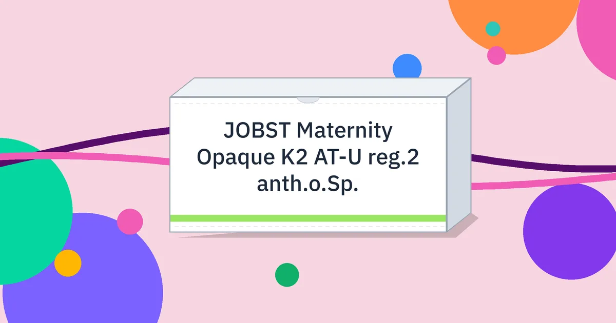 Symbolbild: Packung mit der Aufschrift JOBST Maternity Opaque K2 AT-U reg.2 anth.o.Sp. (PZN 15856480) – Verfügbarkeit und Bezug in Apotheken in Frankfurt am Main