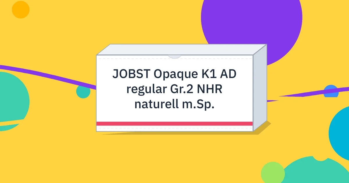 Symbolbild: Packung mit der Aufschrift JOBST Opaque K1 AD regular Gr.2 NHR naturell m.Sp. (PZN 13081313) – Verfügbarkeit und Bezug in Apotheken in Frankfurt am Main