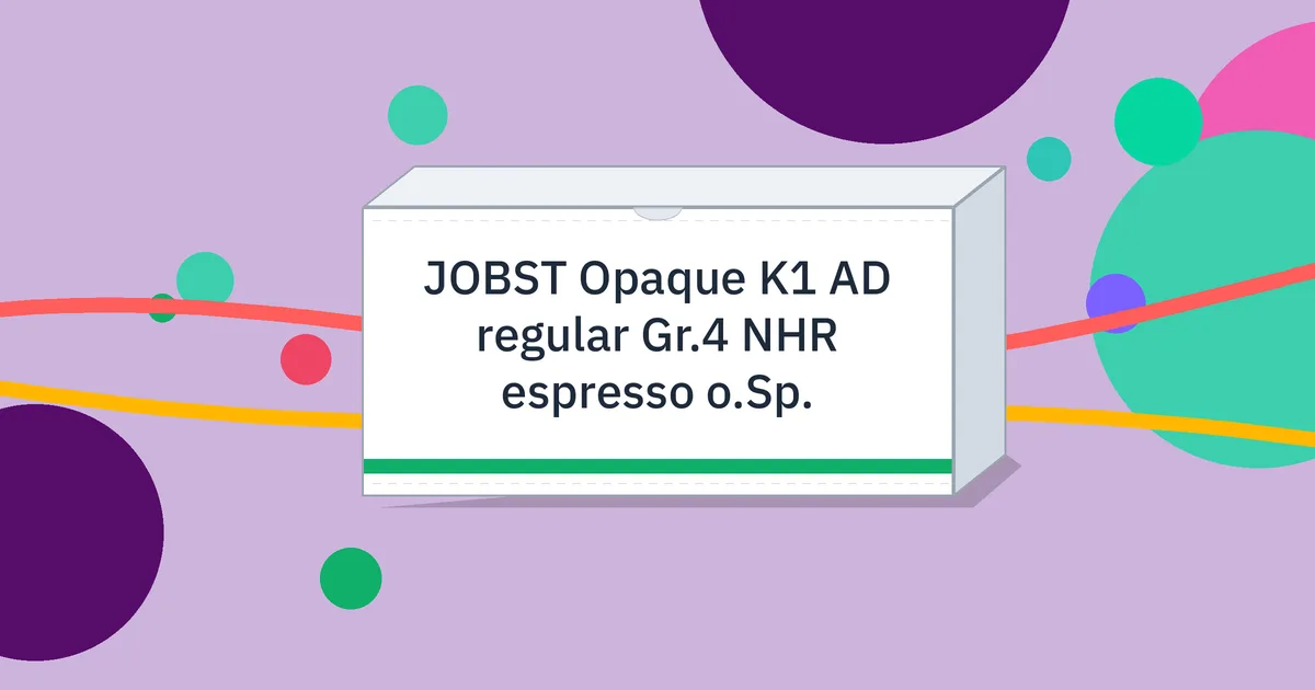 Symbolbild: Packung mit der Aufschrift JOBST Opaque K1 AD regular Gr.4 NHR espresso o.Sp. (PZN 16263262) – Verfügbarkeit und Bezug in Apotheken in Frankfurt am Main