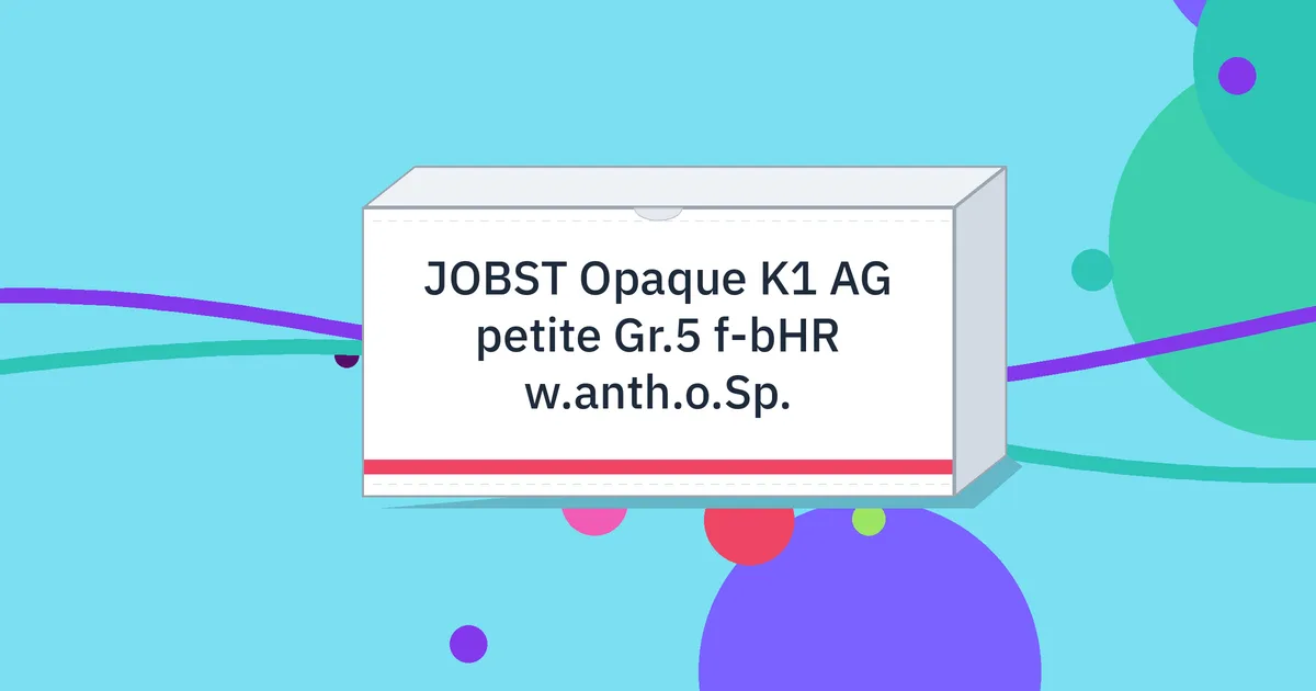 Symbolbild: Packung mit der Aufschrift JOBST Opaque K1 AG petite Gr.5 f-bHR w.anth.o.Sp. (PZN 16271681) – Verfügbarkeit und Bezug in Apotheken in Frankfurt am Main