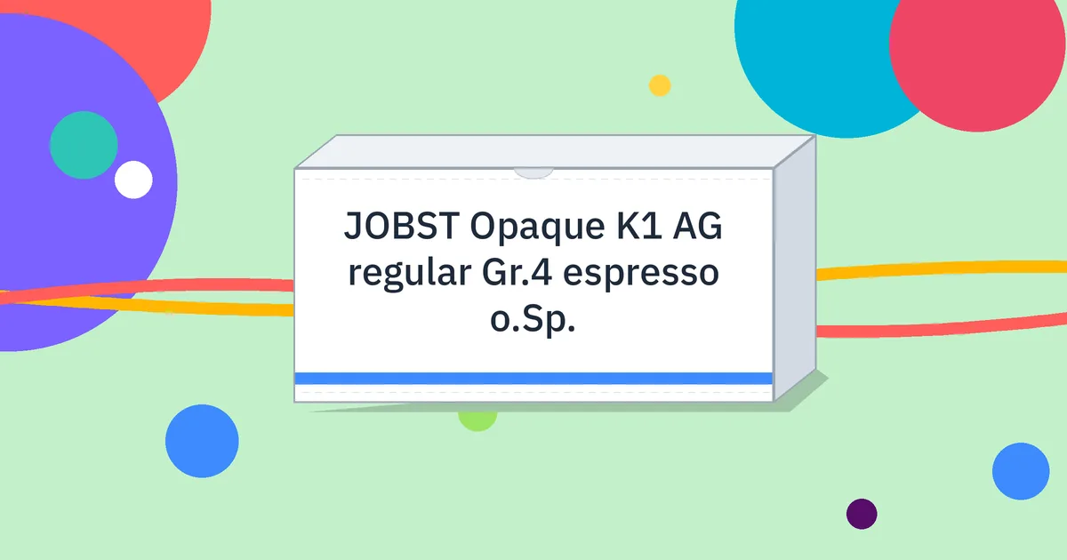 Symbolbild: Packung mit der Aufschrift JOBST Opaque K1 AG regular Gr.4 espresso o.Sp. (PZN 16267159) – Verfügbarkeit und Bezug in Apotheken in Frankfurt am Main