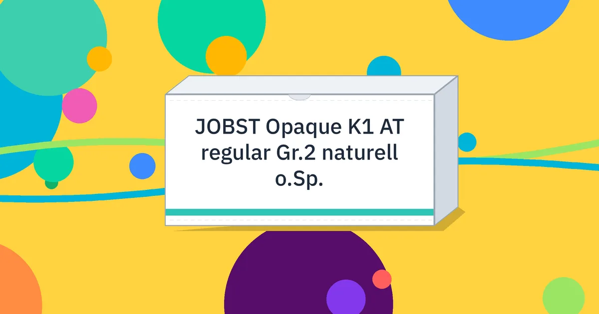 Symbolbild: Packung mit der Aufschrift JOBST Opaque K1 AT regular Gr.2 naturell o.Sp. (PZN 13107478) – Verfügbarkeit und Bezug in Apotheken in Frankfurt am Main