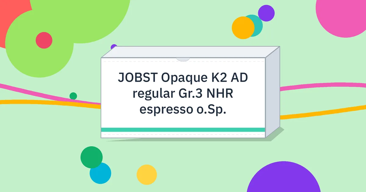 Symbolbild: Packung mit der Aufschrift JOBST Opaque K2 AD regular Gr.3 NHR espresso o.Sp. (PZN 16278128) – Verfügbarkeit und Bezug in Apotheken in Frankfurt am Main