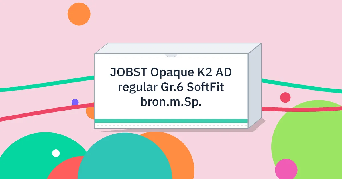 Symbolbild: Packung mit der Aufschrift JOBST Opaque K2 AD regular Gr.6 SoftFit bron.m.Sp. (PZN 13110813) – Verfügbarkeit und Bezug in Apotheken in Frankfurt am Main