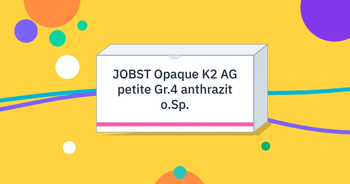 Symbolbild: Packung mit der Aufschrift JOBST Opaque K2 AG petite Gr.4 anthrazit o.Sp. (PZN 16286346) – Verfügbarkeit und Bezug in Apotheken in Frankfurt am Main