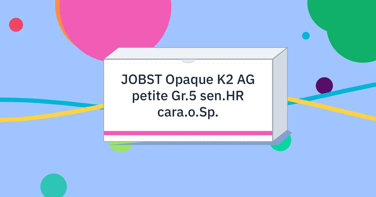 Symbolbild: Packung mit der Aufschrift JOBST Opaque K2 AG petite Gr.5 sen.HR cara.o.Sp. (PZN 12142320) – Verfügbarkeit und Bezug in Apotheken in Frankfurt am Main