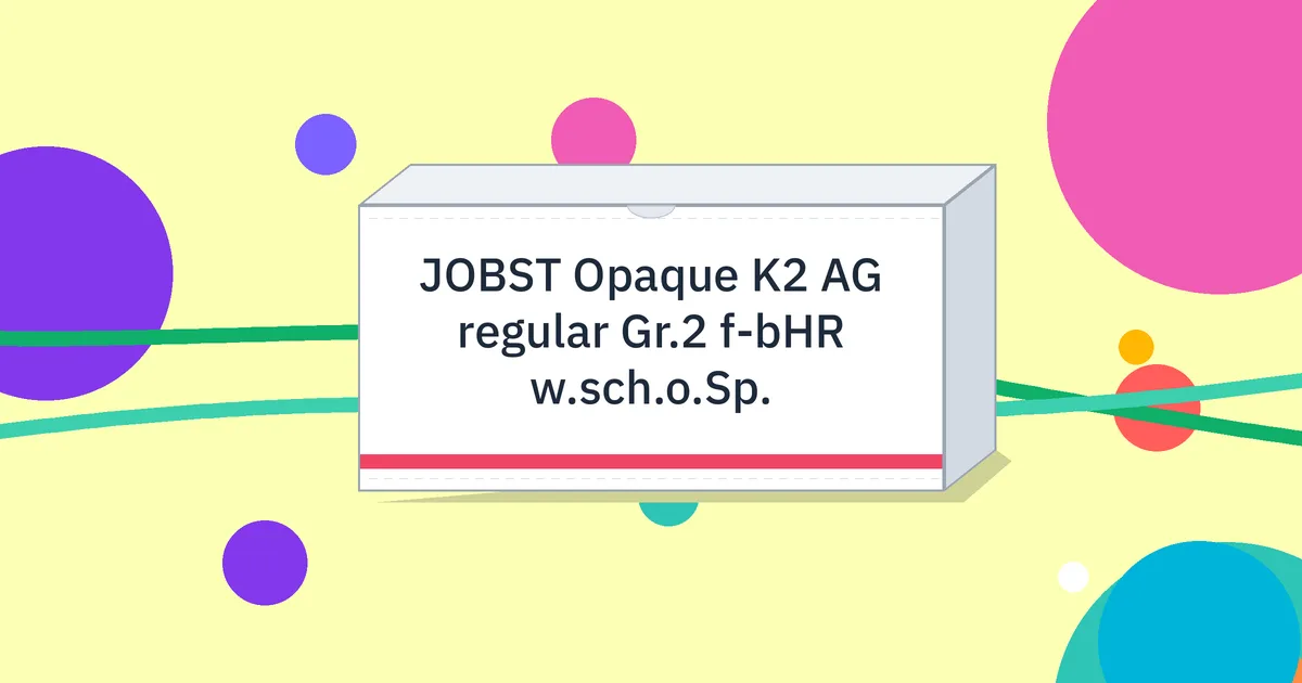Symbolbild: Packung mit der Aufschrift JOBST Opaque K2 AG regular Gr.2 f-bHR w.sch.o.Sp. (PZN 11254100) – Verfügbarkeit und Bezug in Apotheken in Frankfurt am Main