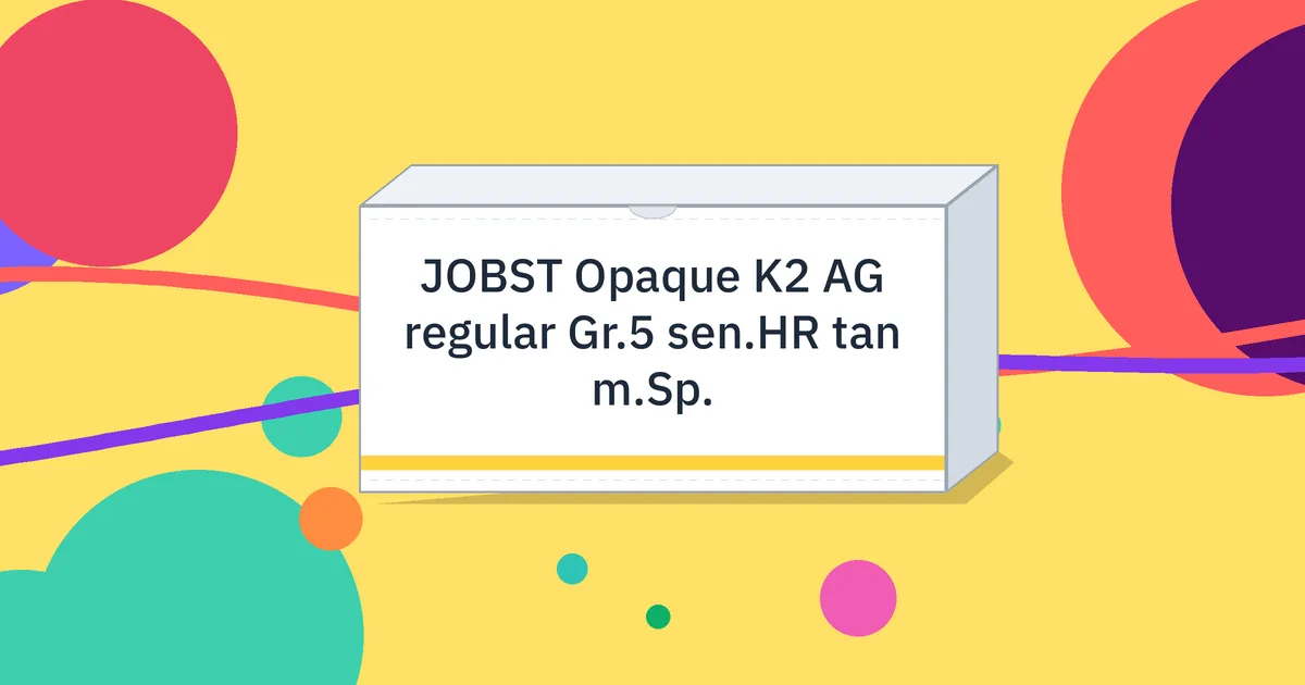 Symbolbild: Packung mit der Aufschrift JOBST Opaque K2 AG regular Gr.5 sen.HR tan m.Sp. (PZN 16281544) – Verfügbarkeit und Bezug in Apotheken in Frankfurt am Main