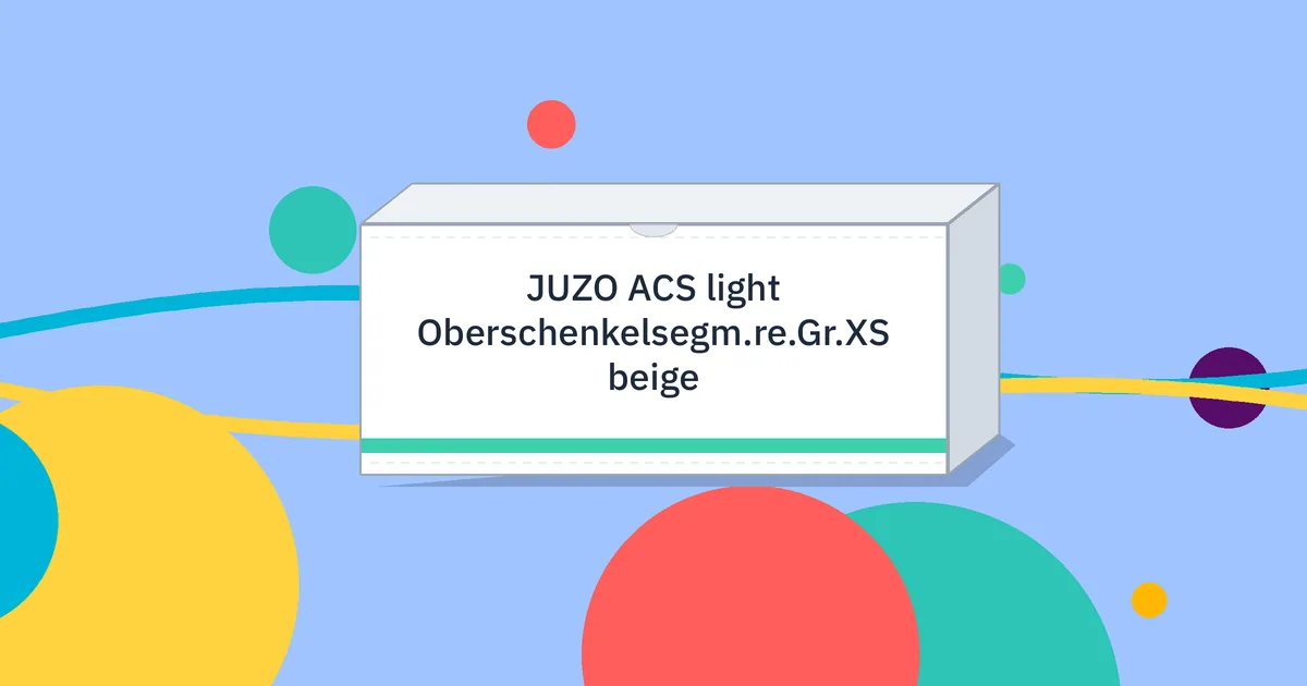 Symbolbild: Packung mit der Aufschrift JUZO ACS light Oberschenkelsegm.re.Gr.XS beige (PZN 13885454) – Verfügbarkeit und Bezug in Apotheken in Frankfurt am Main