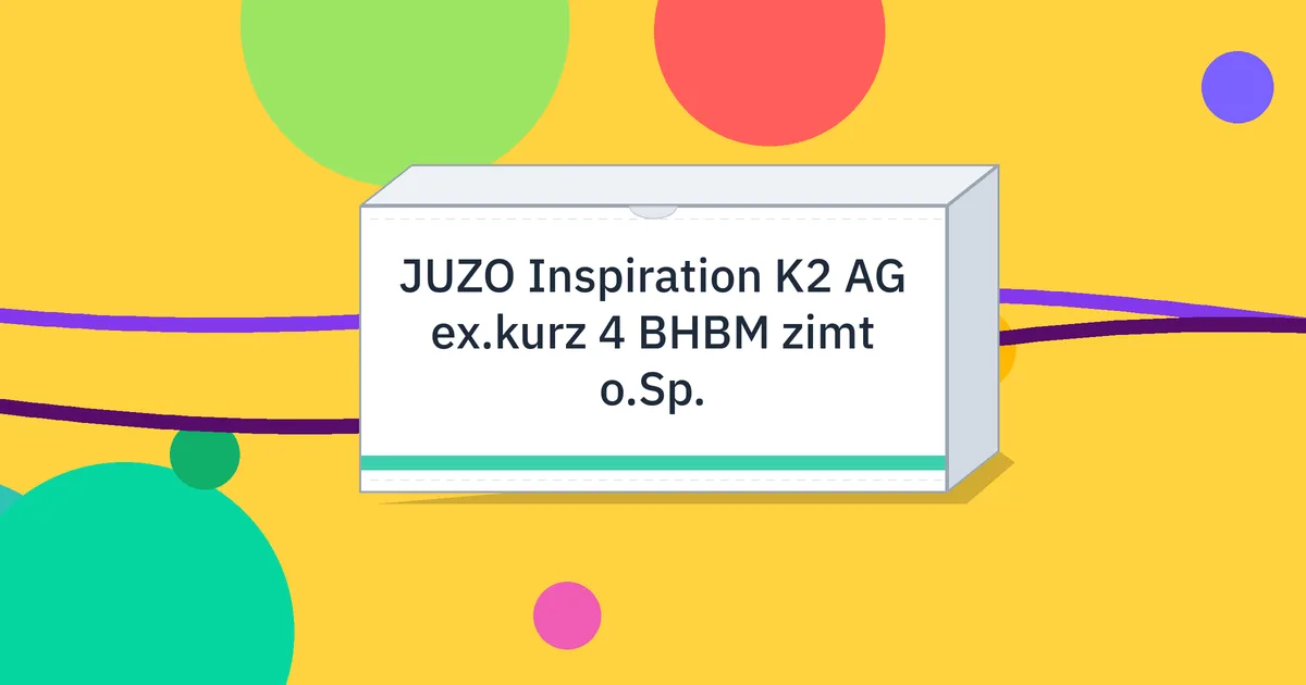 Symbolbild: Packung mit der Aufschrift JUZO Inspiration K2 AG ex.kurz 4 BHBM zimt o.Sp. (PZN 14877899) – Verfügbarkeit und Bezug in Apotheken in Frankfurt am Main