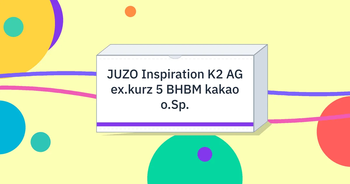 Symbolbild: Packung mit der Aufschrift JUZO Inspiration K2 AG ex.kurz 5 BHBM kakao o.Sp. (PZN 14878373) – Verfügbarkeit und Bezug in Apotheken in Frankfurt am Main