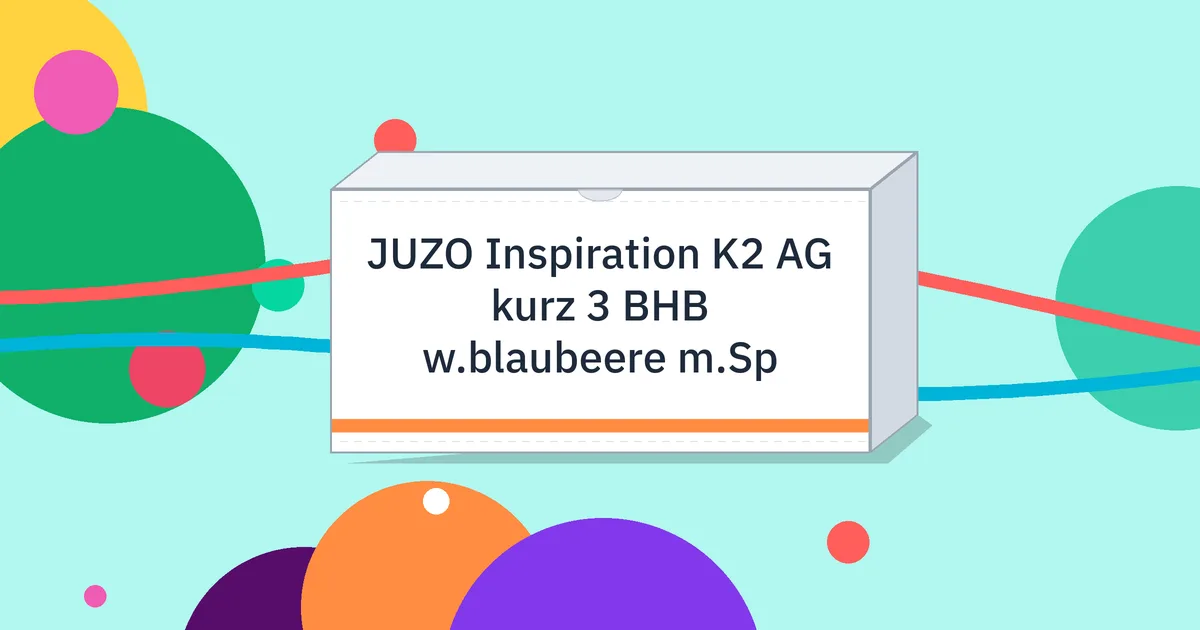 Symbolbild: Packung mit der Aufschrift JUZO Inspiration K2 AG kurz 3 BHB w.blaubeere m.Sp (PZN 14850050) – Verfügbarkeit und Bezug in Apotheken in Frankfurt am Main