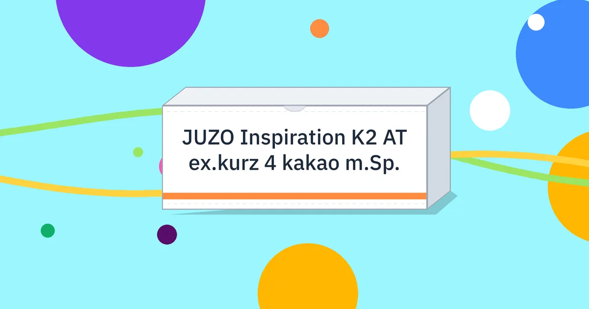 Symbolbild: Packung mit der Aufschrift JUZO Inspiration K2 AT ex.kurz 4 kakao m.Sp. (PZN 14952974) – Verfügbarkeit und Bezug in Apotheken in Frankfurt am Main