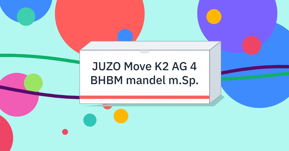 Symbolbild: Packung mit der Aufschrift JUZO Move K2 AG 4 BHBM mandel m.Sp. (PZN 16647637) – Verfügbarkeit und Bezug in Apotheken in Frankfurt am Main