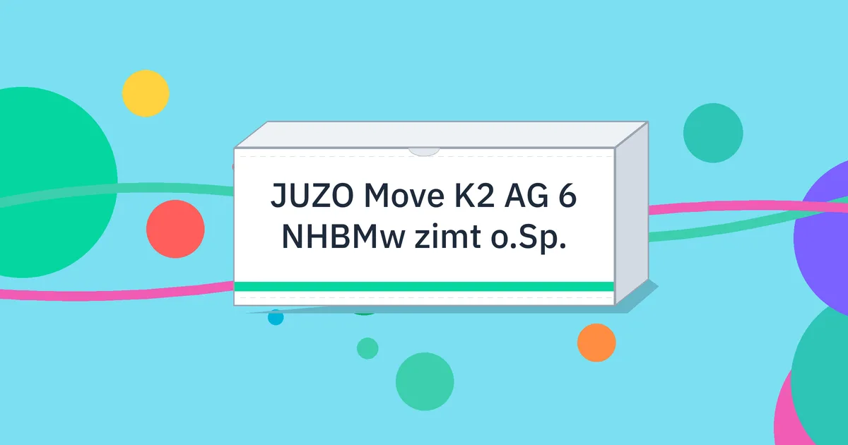 Symbolbild: Packung mit der Aufschrift JUZO Move K2 AG 6 NHBMw zimt o.Sp. (PZN 18525513) – Verfügbarkeit und Bezug in Apotheken in Frankfurt am Main
