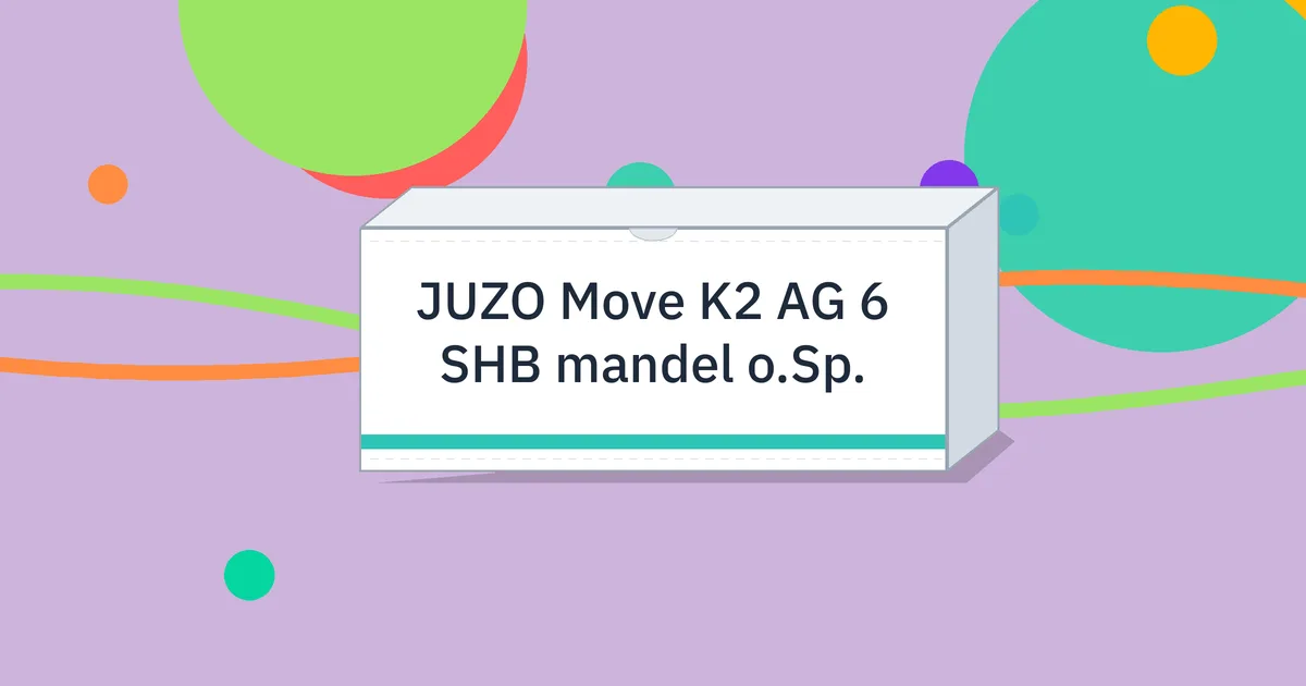 Symbolbild: Packung mit der Aufschrift JUZO Move K2 AG 6 SHB mandel o.Sp. (PZN 16651610) – Verfügbarkeit und Bezug in Apotheken in Frankfurt am Main