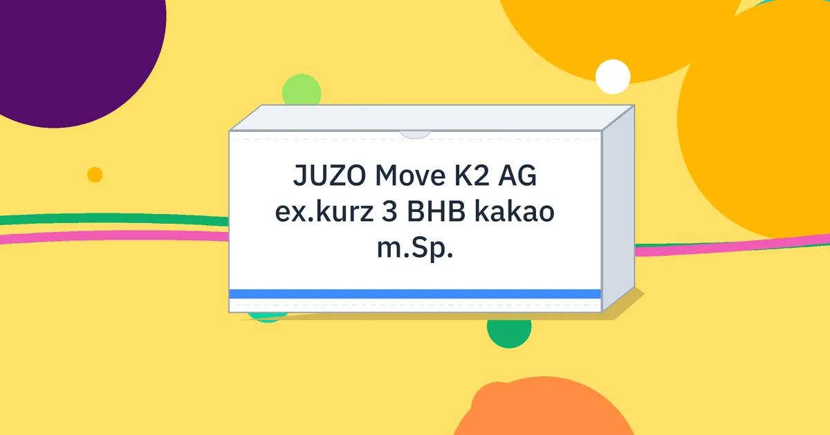 Symbolbild: Packung mit der Aufschrift JUZO Move K2 AG ex.kurz 3 BHB kakao m.Sp. (PZN 18563809) – Verfügbarkeit und Bezug in Apotheken in Frankfurt am Main