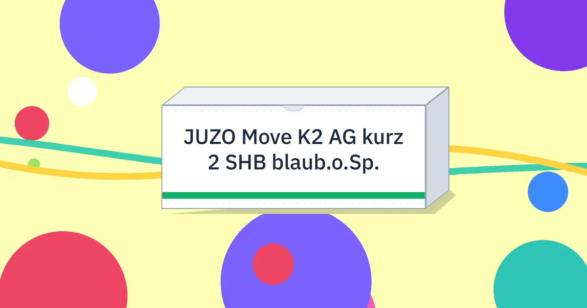 Symbolbild: Packung mit der Aufschrift JUZO Move K2 AG kurz 2 SHB blaub.o.Sp. (PZN 18561443) – Verfügbarkeit und Bezug in Apotheken in Frankfurt am Main