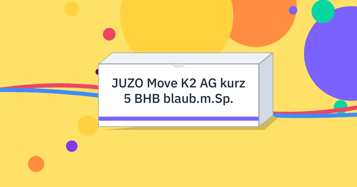Symbolbild: Packung mit der Aufschrift JUZO Move K2 AG kurz 5 BHB blaub.m.Sp. (PZN 18559742) – Verfügbarkeit und Bezug in Apotheken in Frankfurt am Main