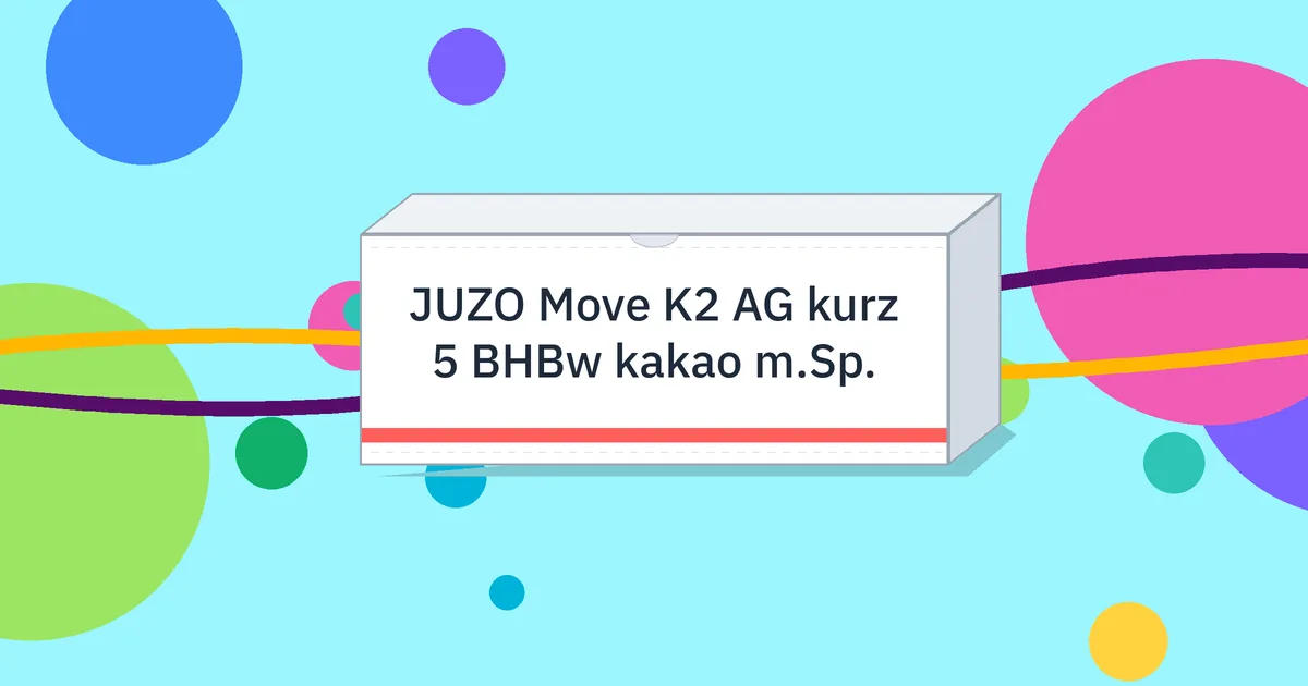 Symbolbild: Packung mit der Aufschrift JUZO Move K2 AG kurz 5 BHBw kakao m.Sp. (PZN 18560113) – Verfügbarkeit und Bezug in Apotheken in Frankfurt am Main