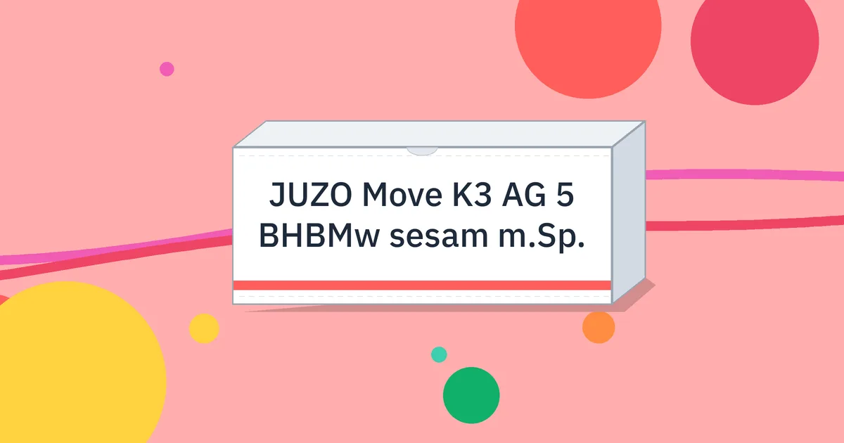 Symbolbild: Packung mit der Aufschrift JUZO Move K3 AG 5 BHBMw sesam m.Sp. (PZN 18576396) – Verfügbarkeit und Bezug in Apotheken in Frankfurt am Main