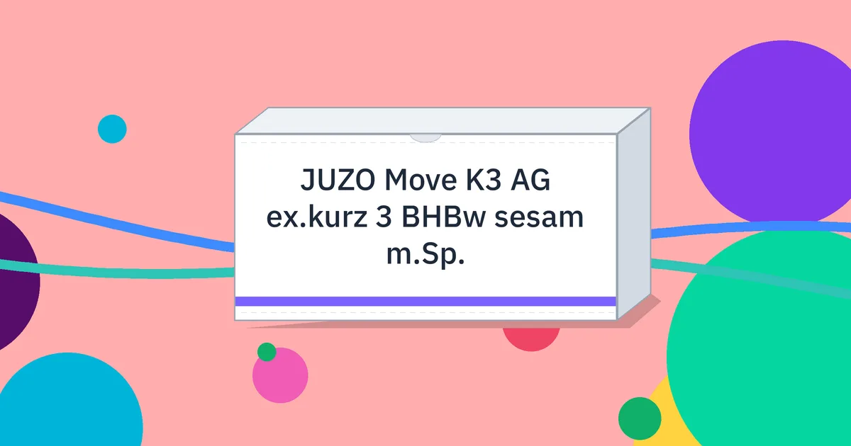 Symbolbild: Packung mit der Aufschrift JUZO Move K3 AG ex.kurz 3 BHBw sesam m.Sp. (PZN 18583835) – Verfügbarkeit und Bezug in Apotheken in Frankfurt am Main