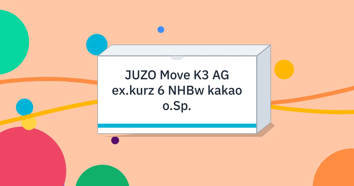 Symbolbild: Packung mit der Aufschrift JUZO Move K3 AG ex.kurz 6 NHBw kakao o.Sp. (PZN 18596424) – Verfügbarkeit und Bezug in Apotheken in Frankfurt am Main